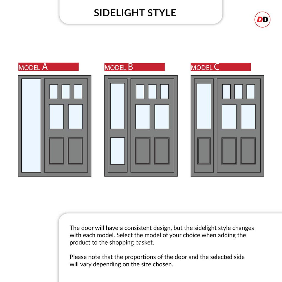 External Victorian Gaskell 5L 2P Front Door with Single Sidelight - Cu ...