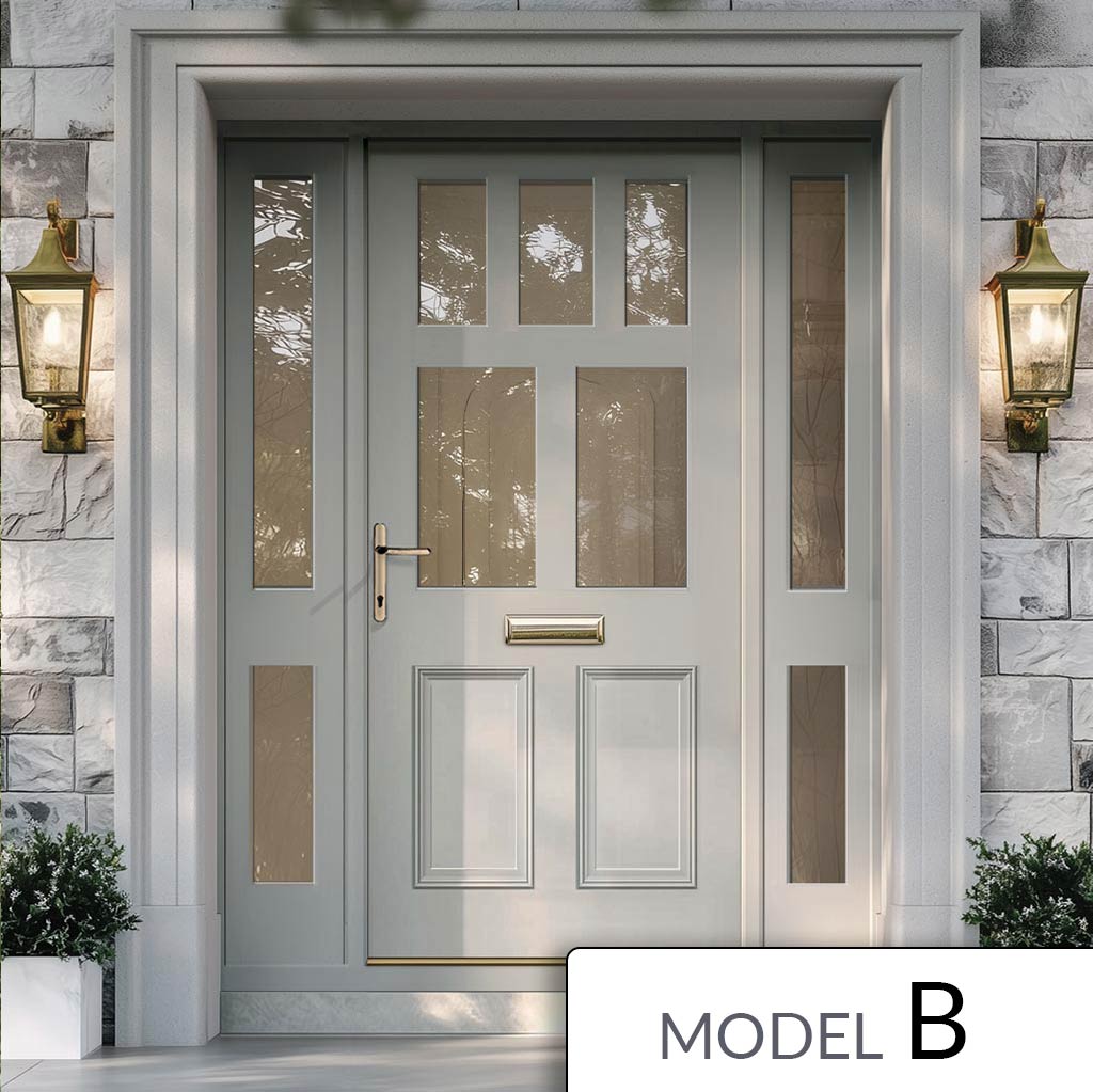 External Victorian Gaskell 5L 2P Front Door with Two Sidelights - Cust