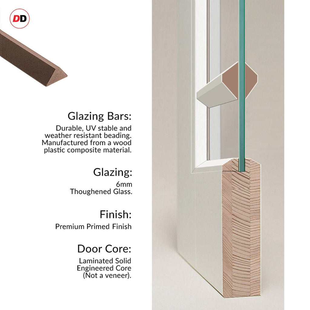 Lerens Solid Wood Internal Door UK Made DD0117C Clear Glass - 7 Colour ...