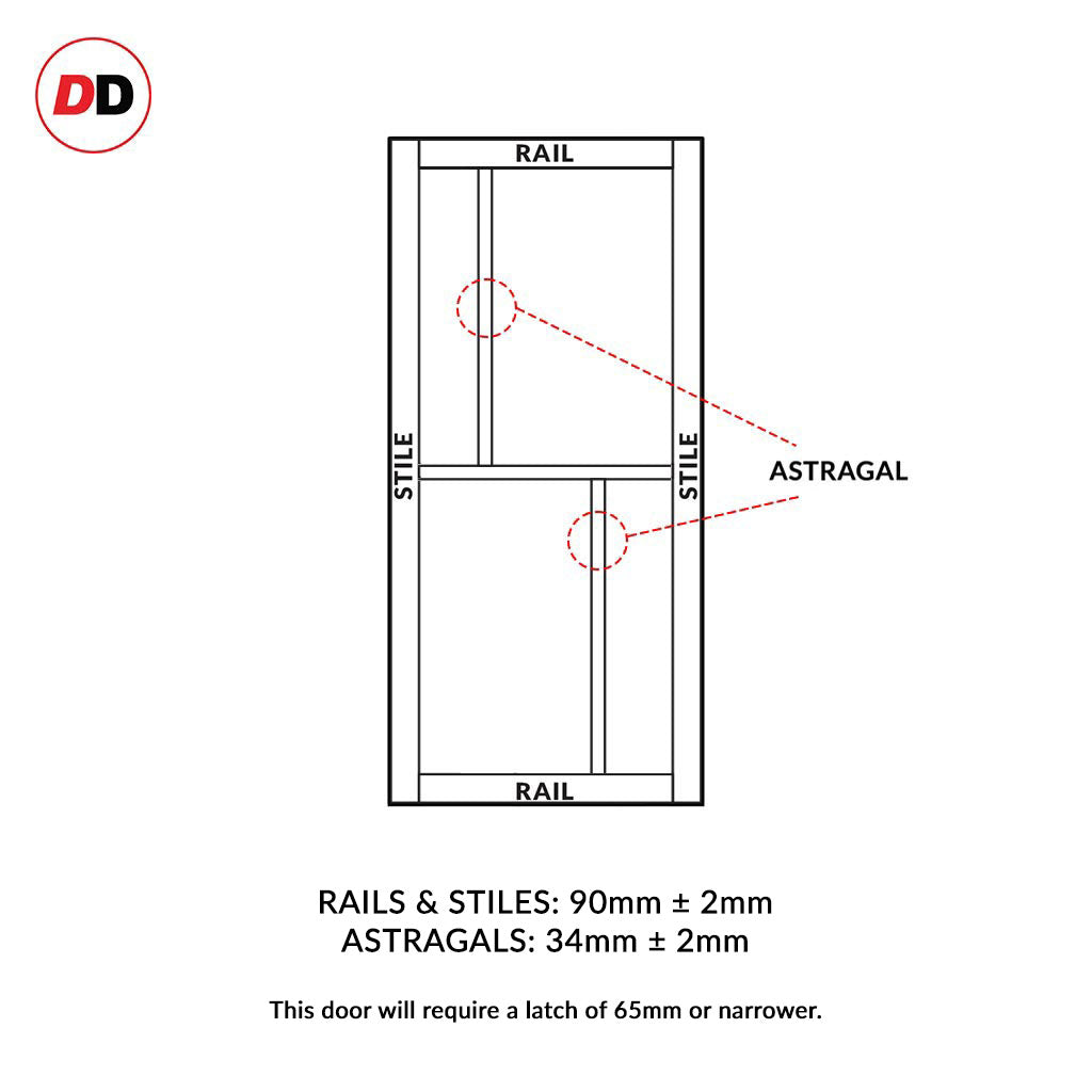 Handmade Eco-Urban Hampton 4 Pane Solid Wood Internal Door UK Made DD6