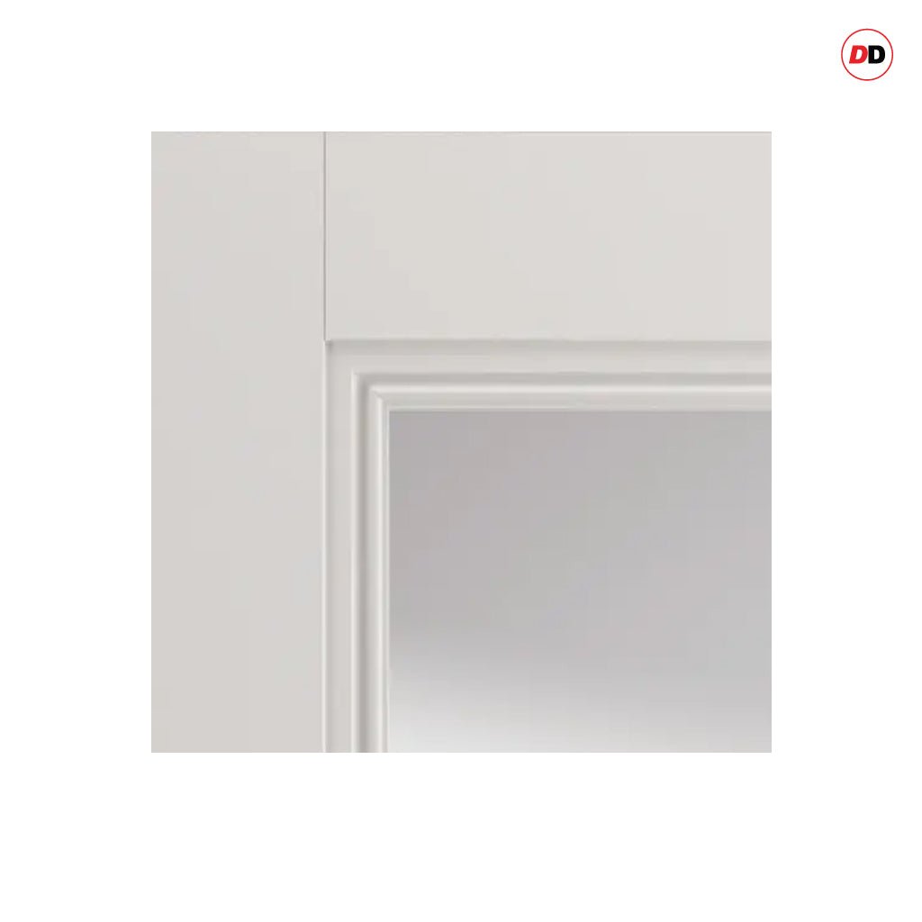 JB Kind Hardwick White Prime Internal Door Pair - Clear Glass