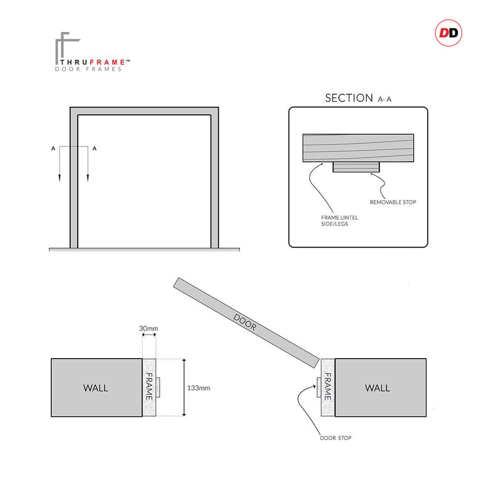 Made to Size Single Fire Door Frame and Modern Architrave Kit in Heath ...