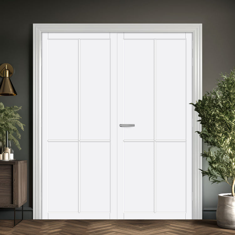 Kora Panel Solid Wood Internal Door Pair UK Made DD0116P - Cloud White ...