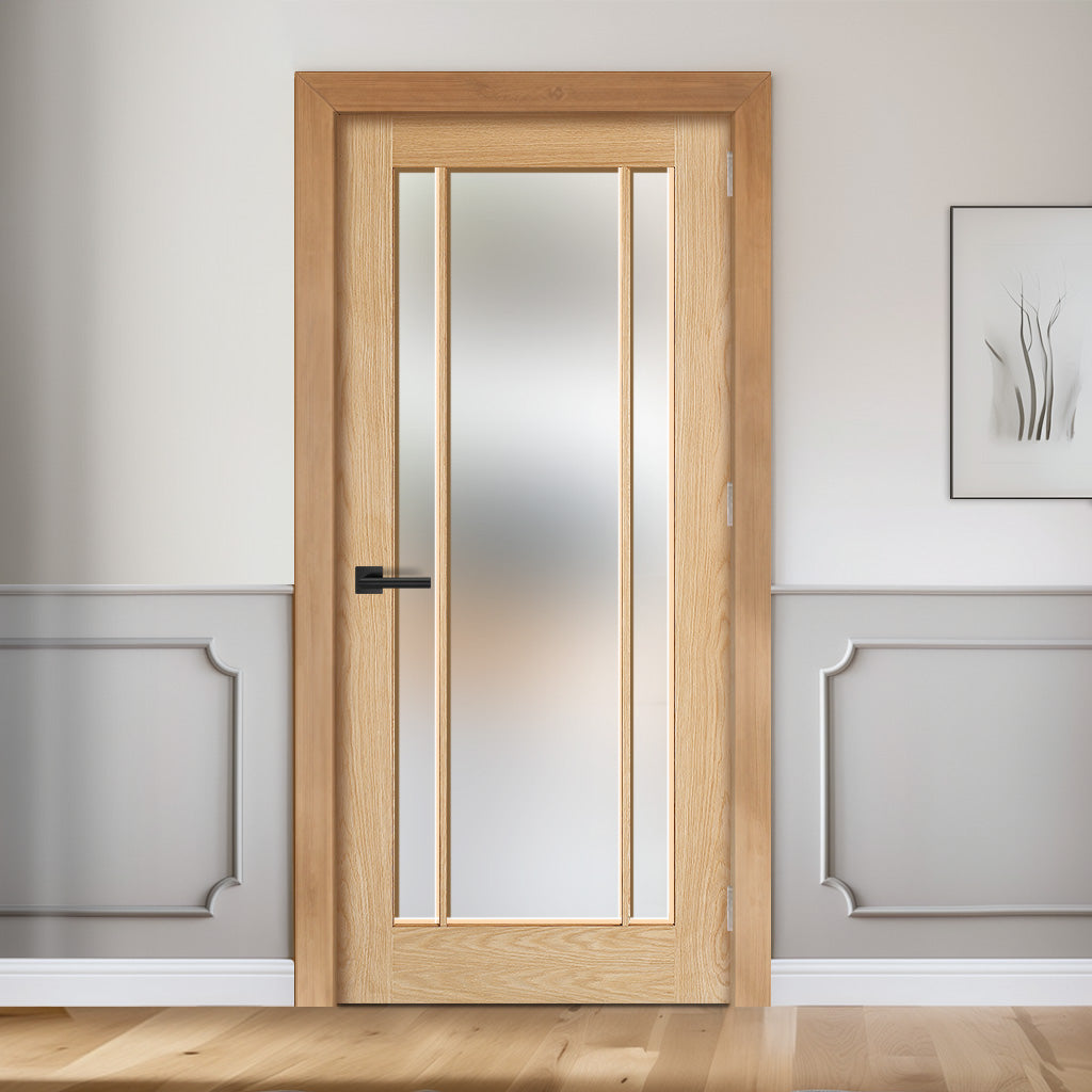 EasiKit Internal Door and Frame Kit - Lincoln Glazed Oak Internal Door