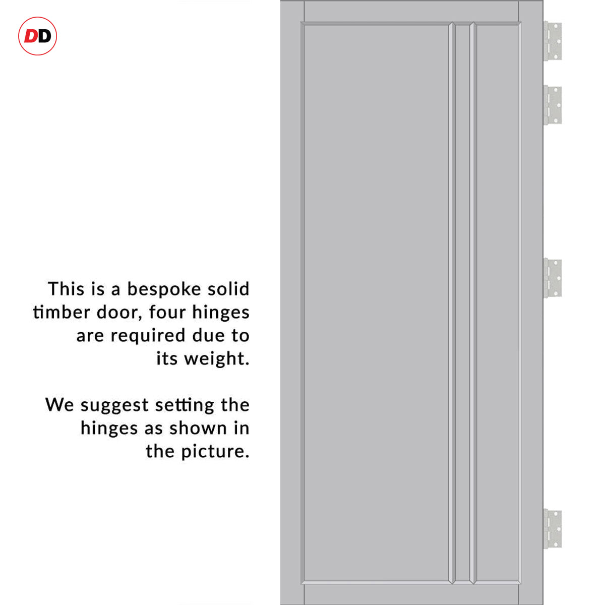 Milano Panel Solid Wood Internal Door Pair UK Made DD0101P - Mist Grey ...