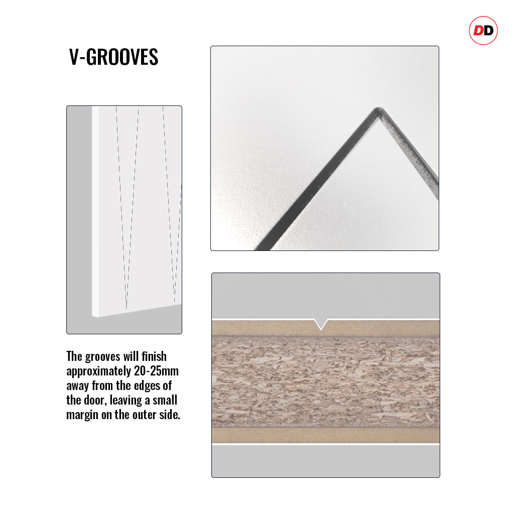 V-Line® Grooved Flush Door Pair V034 - Premium Primed - Six Colour Opt