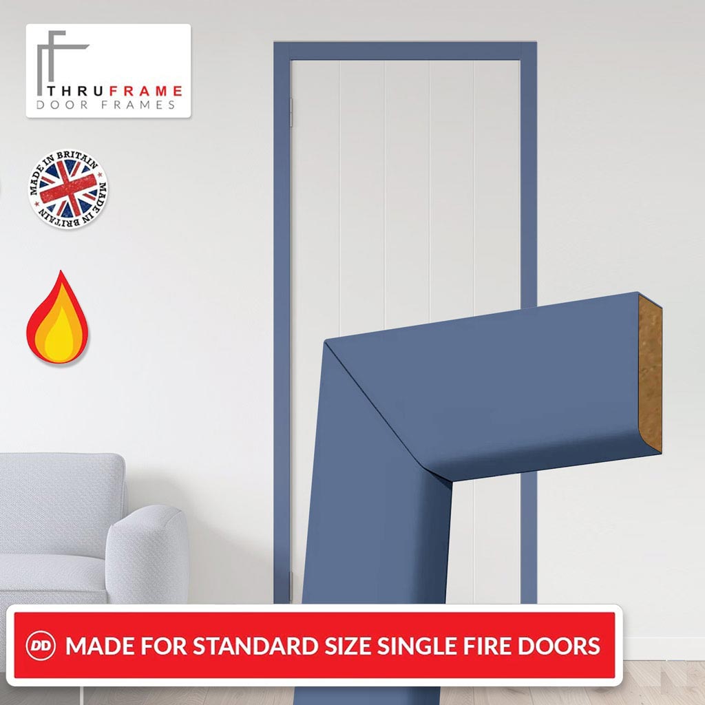 Made to Size Single Fire Door Frame and Simple Architrave Kit in Heath