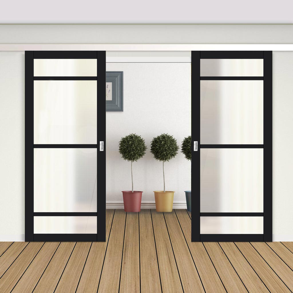 Double Sliding Door & Premium Wall Track - Eco-Urban® Malvan 4 Pane Do