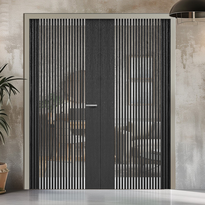 Melbourne Ash Grey Internal Door Pair - Clear Glass - Prefinished ...