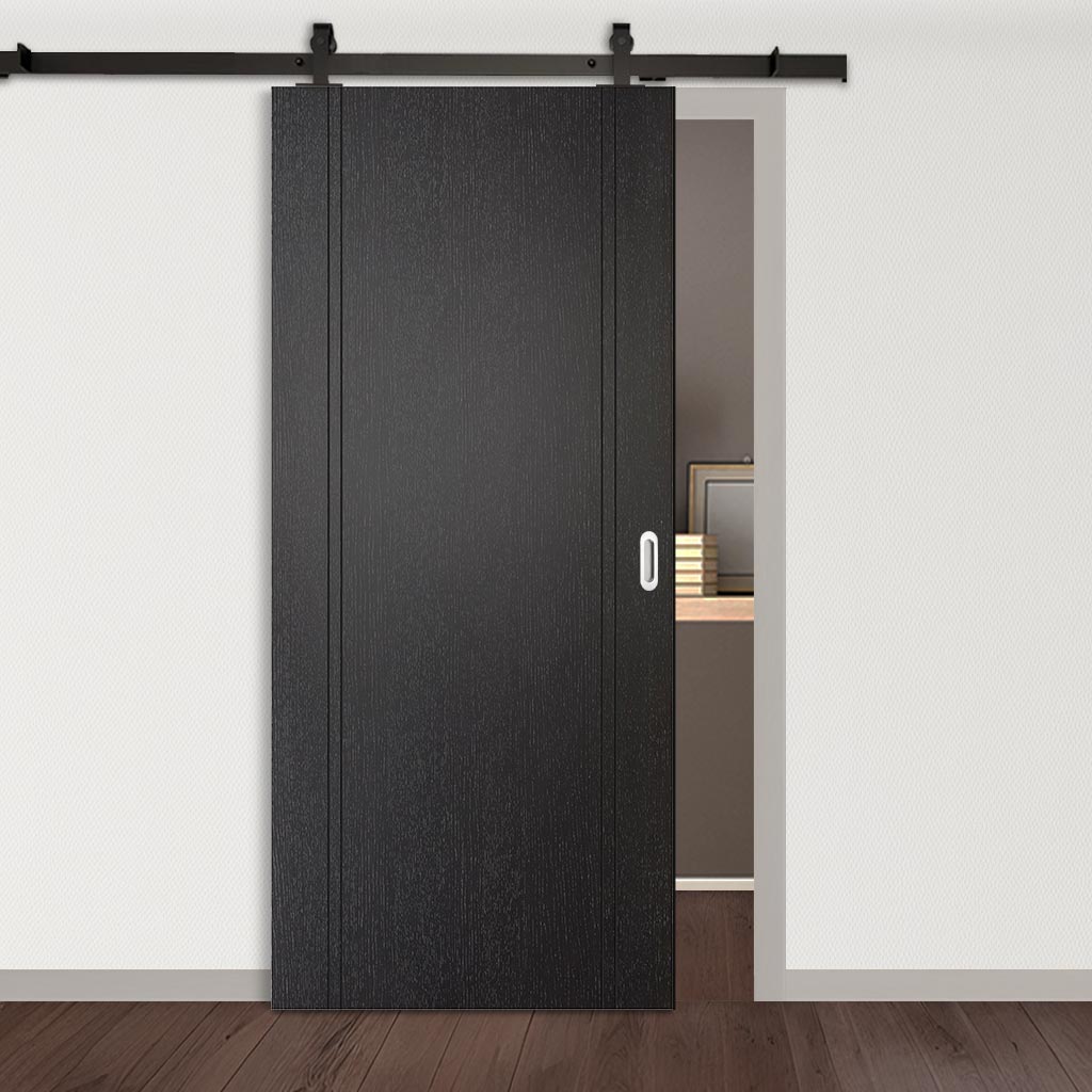 Top Mounted Black Sliding Track & Door - Monaco Black Internal Door