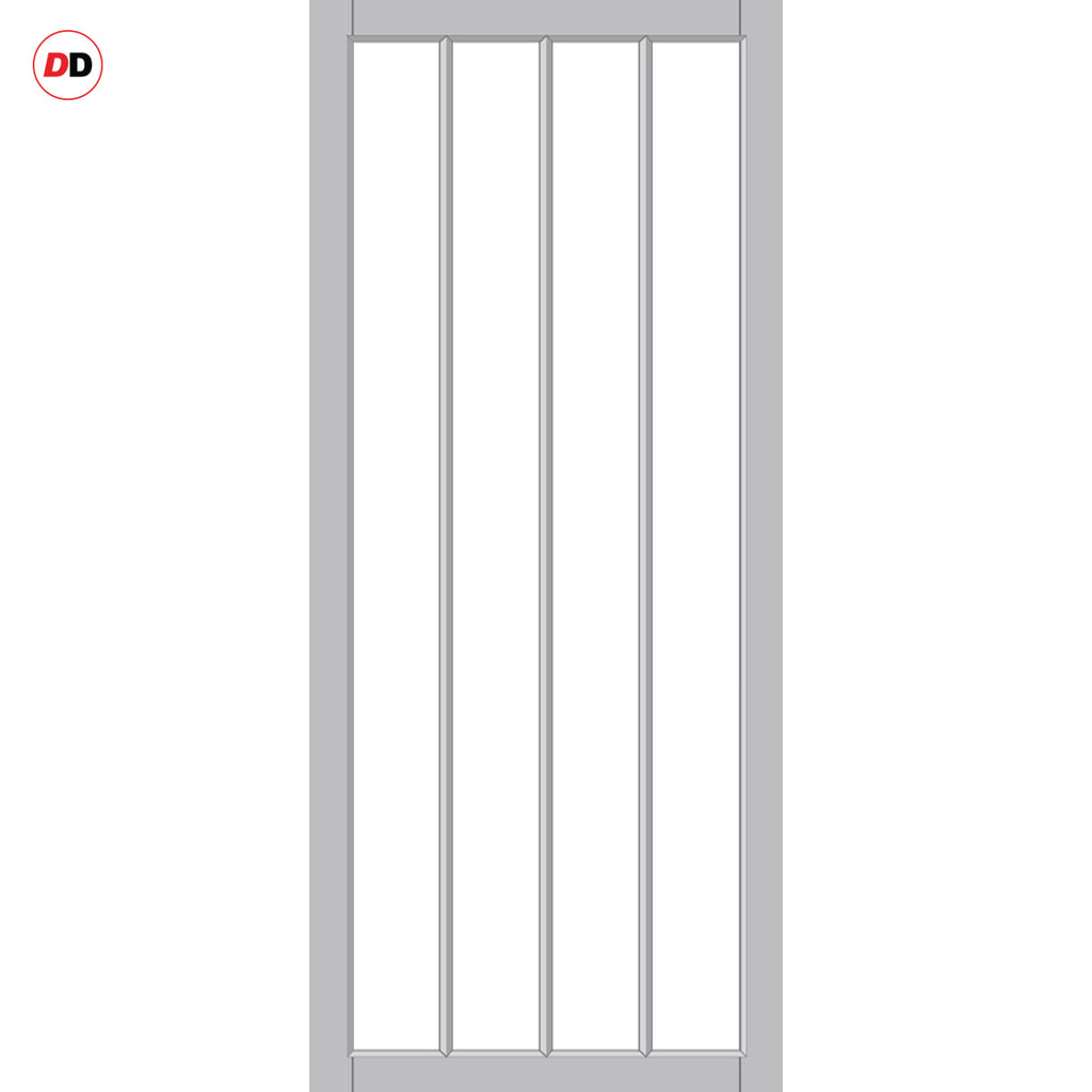 Adiba Solid Wood Internal Door UK Made DD0106C Clear Glass - Mist Grey