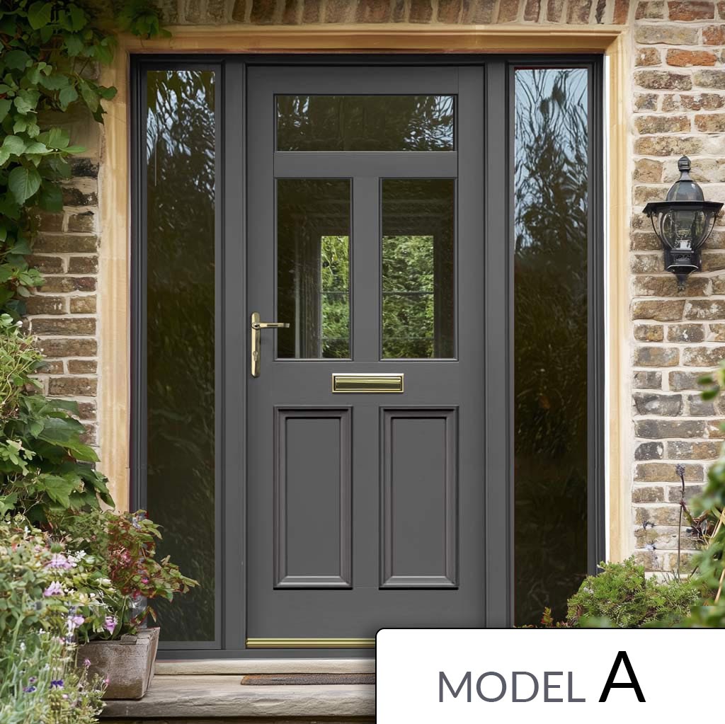 Exterior Victorian Nightingale Front Door with Two Sidelights - Custom