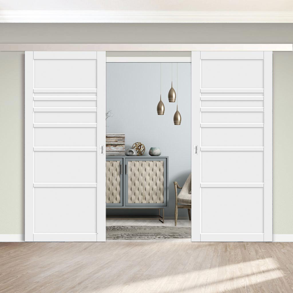 Double Sliding Door & Premium Wall Track - Eco-Urban® Oslo 7 Panel Doo