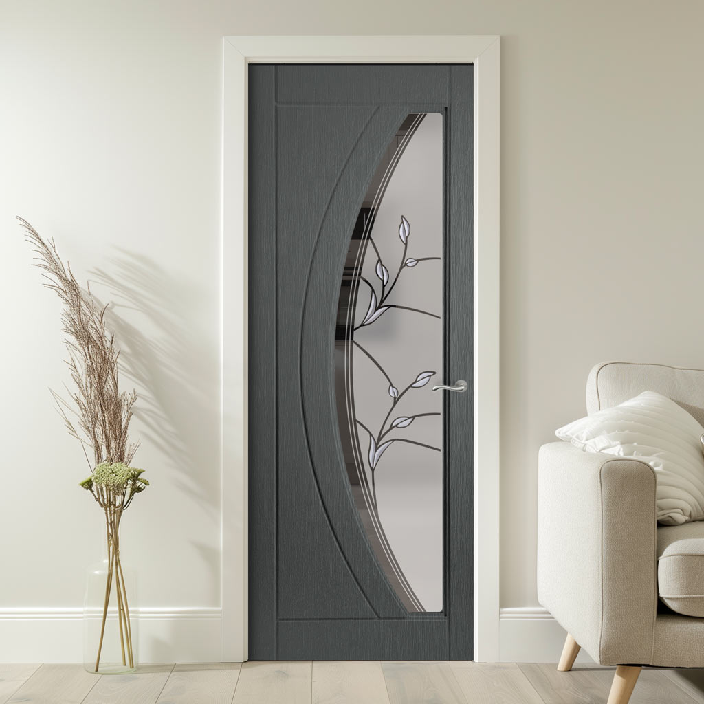 Gemini Slate Grey Lightly Grained Internal PVC Door - Twilight Style S