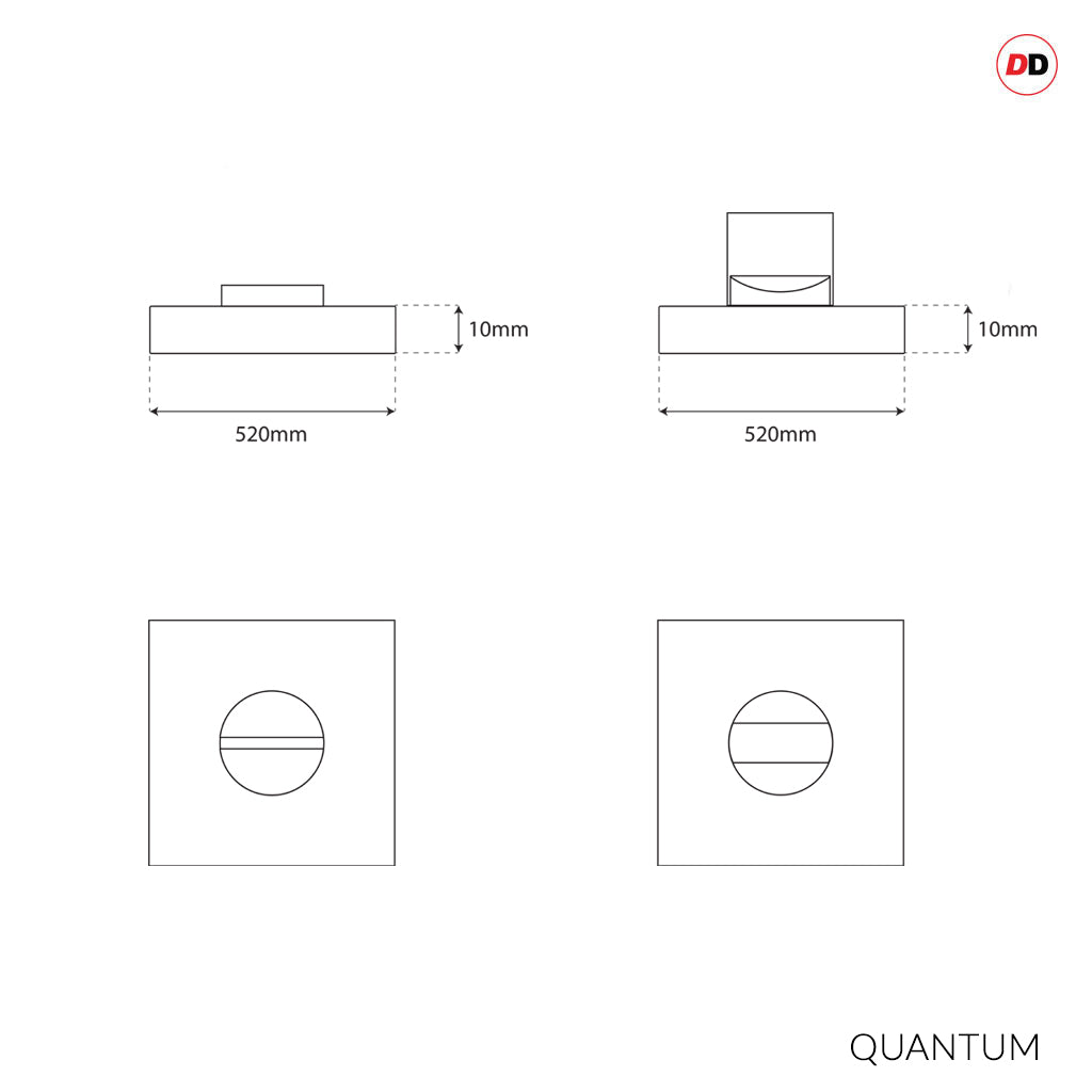 Quantum Bathroom Square Thumb Turn - Polished Chrome