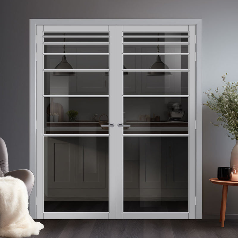 Revella Solid Wood Internal Door Pair UK Made DD0111T Tinted Glass - M ...