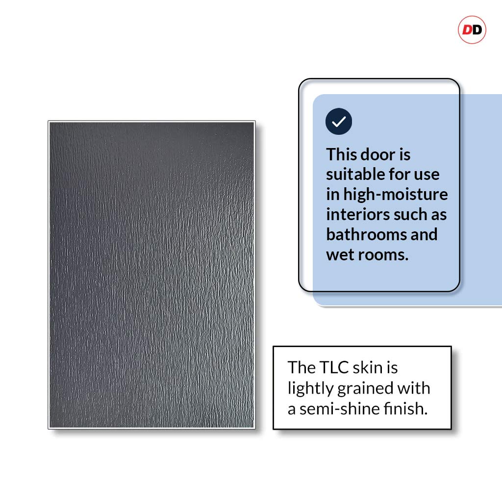 Carolina Slate Grey Grained Internal PVC Door - Suitable for Bathrooms