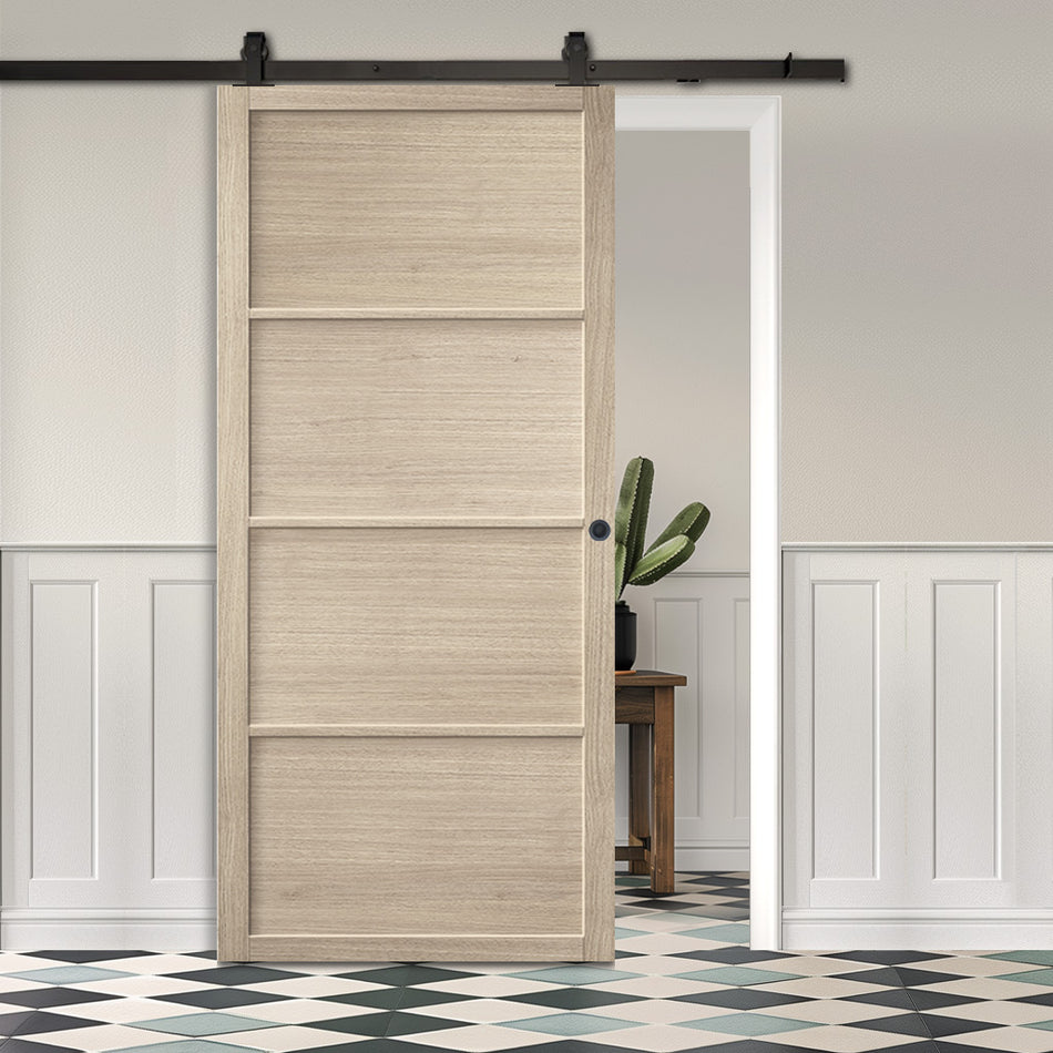 Top Mounted Black Sliding Track & Door - Soho Blonde Oak Panel Interna ...