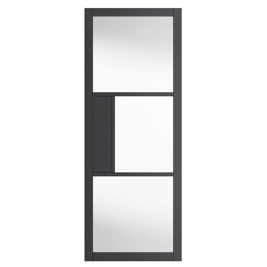 Cosmo Black Industrial Single Absolute Evokit Pocket Door with Clear G