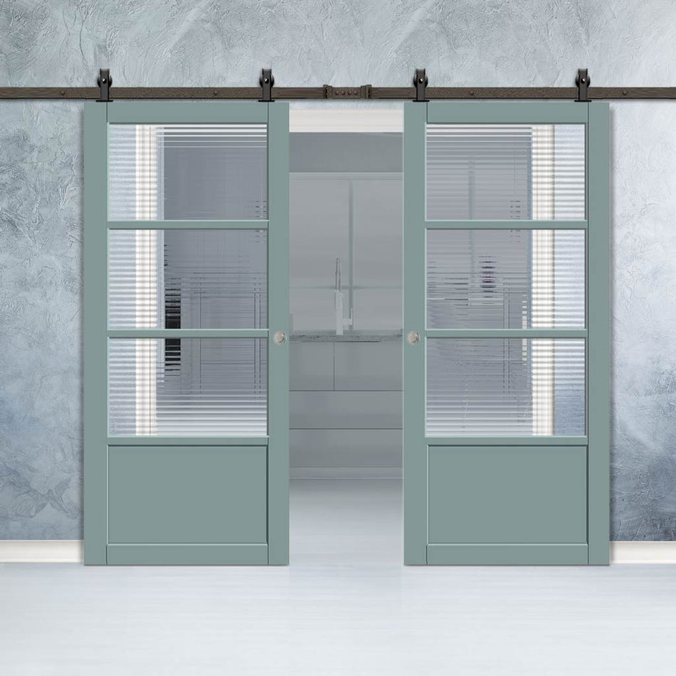 Top Mounted Black Sliding Track & Solid Wood Double Doors - Eco-Urban ...