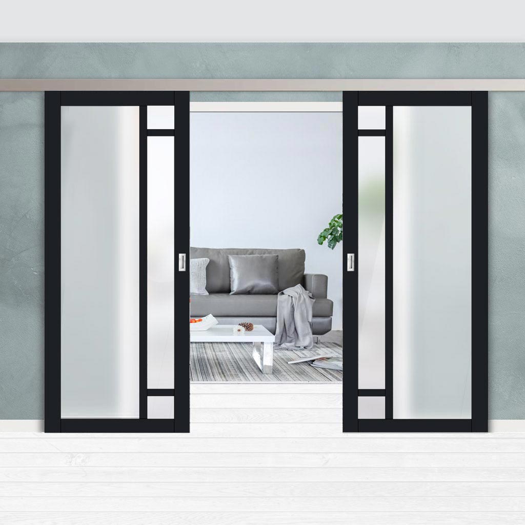 Double Sliding Door & Premium Wall Track - Eco-Urban® Suburban 4 Pane