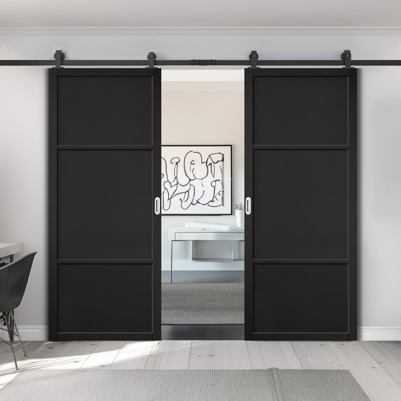 Top Mounted Black Sliding Track & Double Door - Sutton Panel Black Int ...