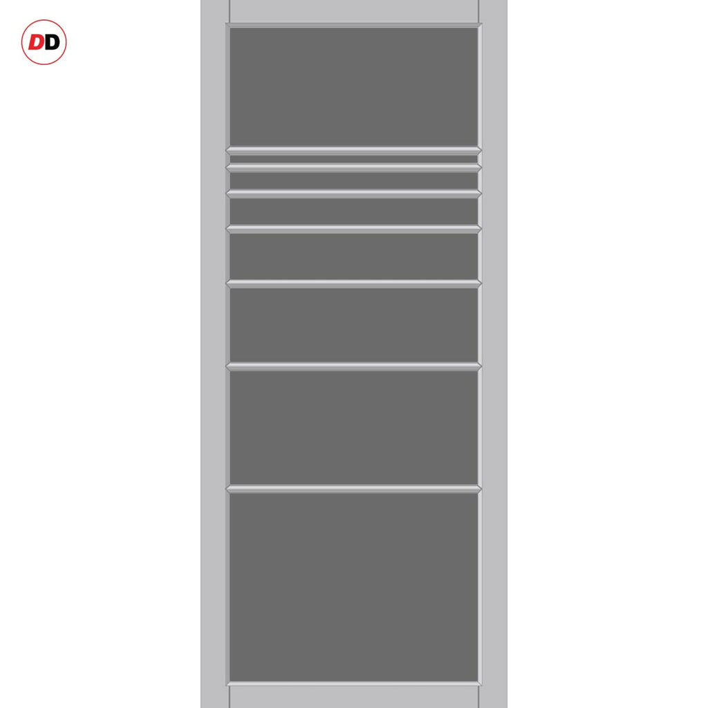 Amoo Solid Wood Internal Door Pair UK Made DD0112T Tinted Glass - Mist