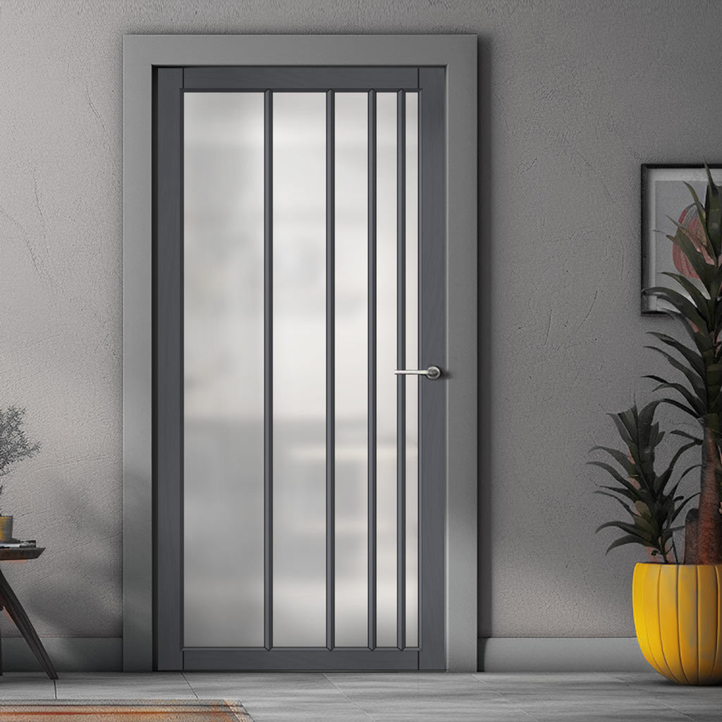 Simona Solid Wood Internal Door UK Made DD0105F Frosted Glass - Stormy