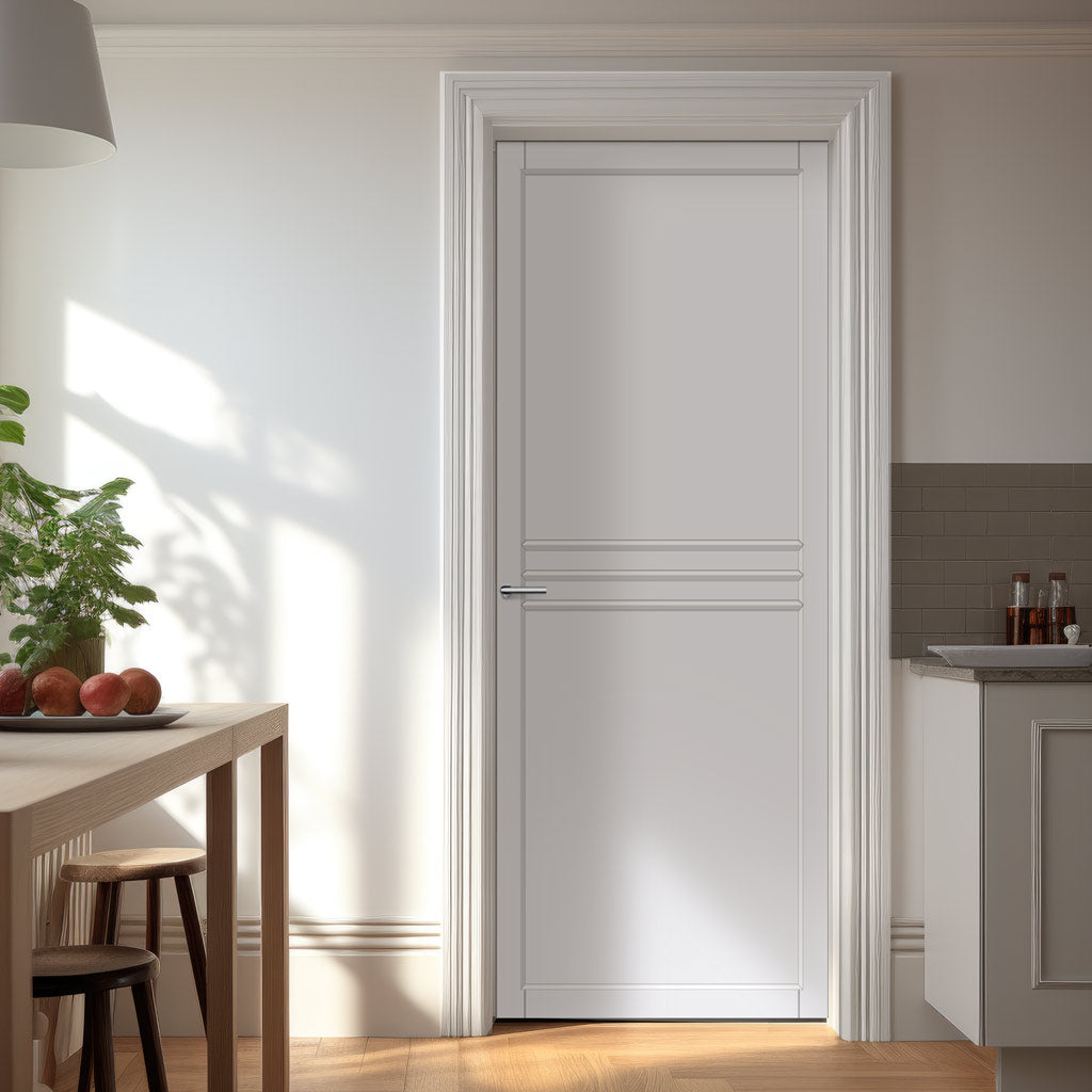 Adina Panel Solid Wood Internal Door UK Made DD0107P - Cloud White Pre