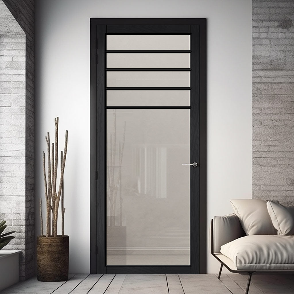 Drake Solid Wood Internal Door UK Made DD0108C Clear Glass - 7 Colour
