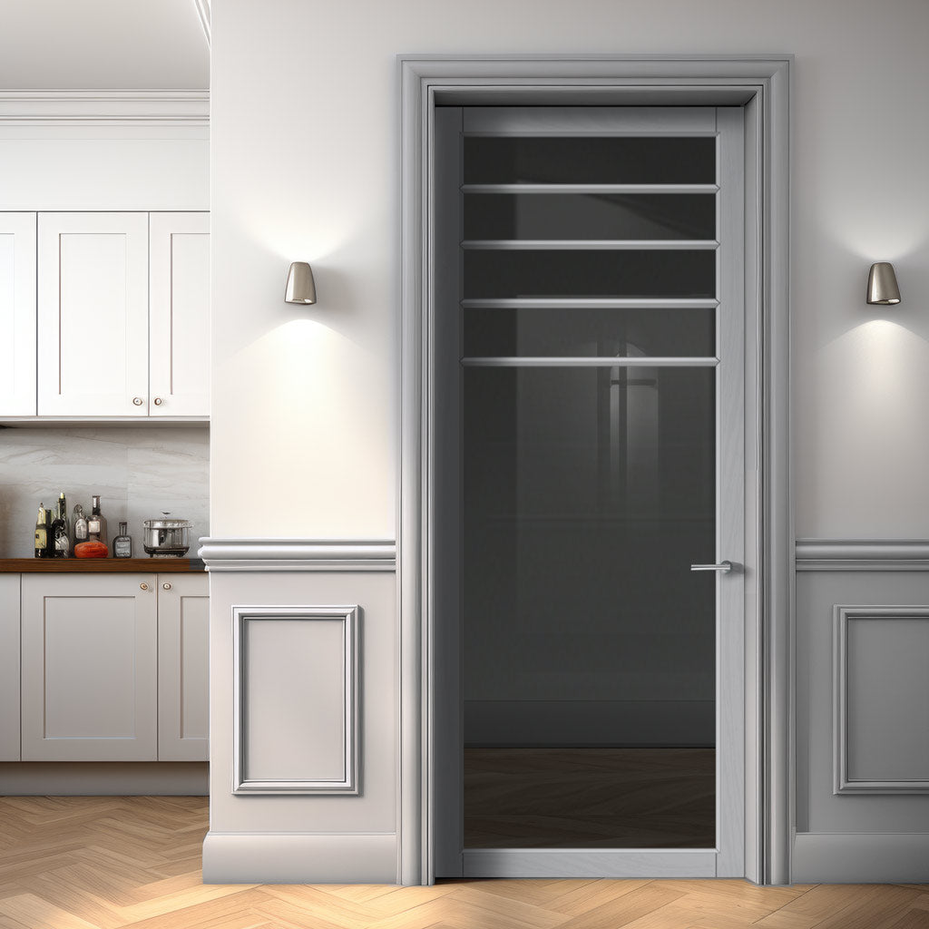 Drake Solid Wood Internal Door UK Made DD0108T Tinted Glass - Mist Gre