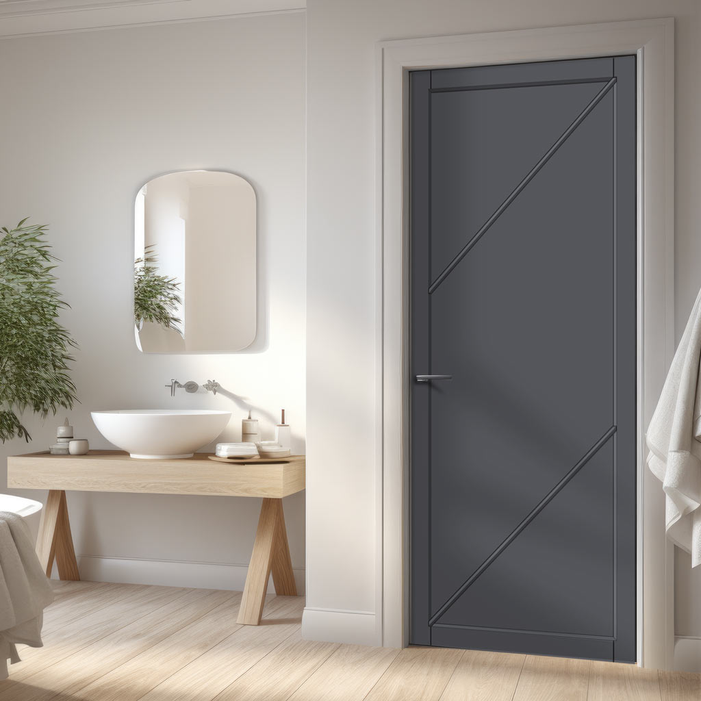 Aria Panel Solid Wood Internal Door UK Made DD0124P - Stormy Grey Prem