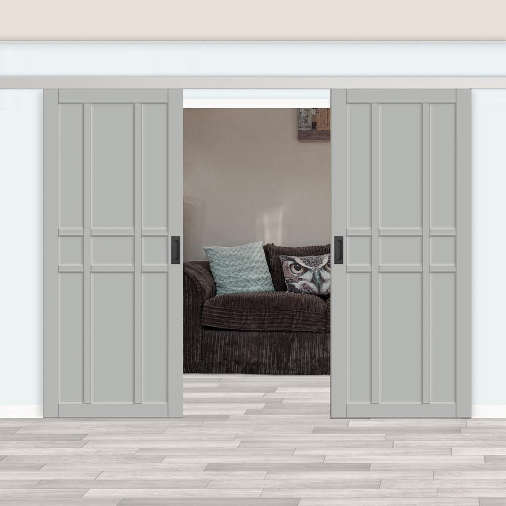Double Sliding Door & Premium Wall Track - Eco-Urban® Tromso 9 Panel D