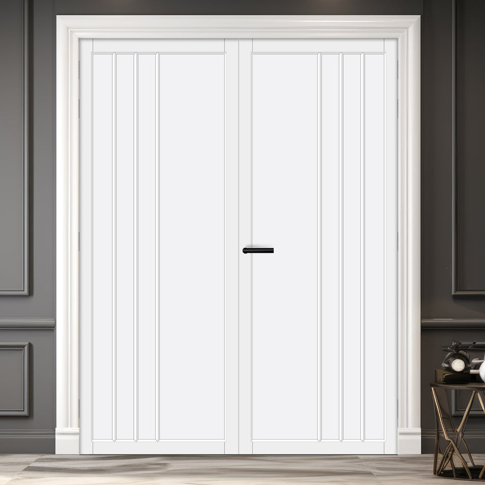 Tula Panel Solid Wood Internal Door Pair UK Made DD0104P - Cloud White ...