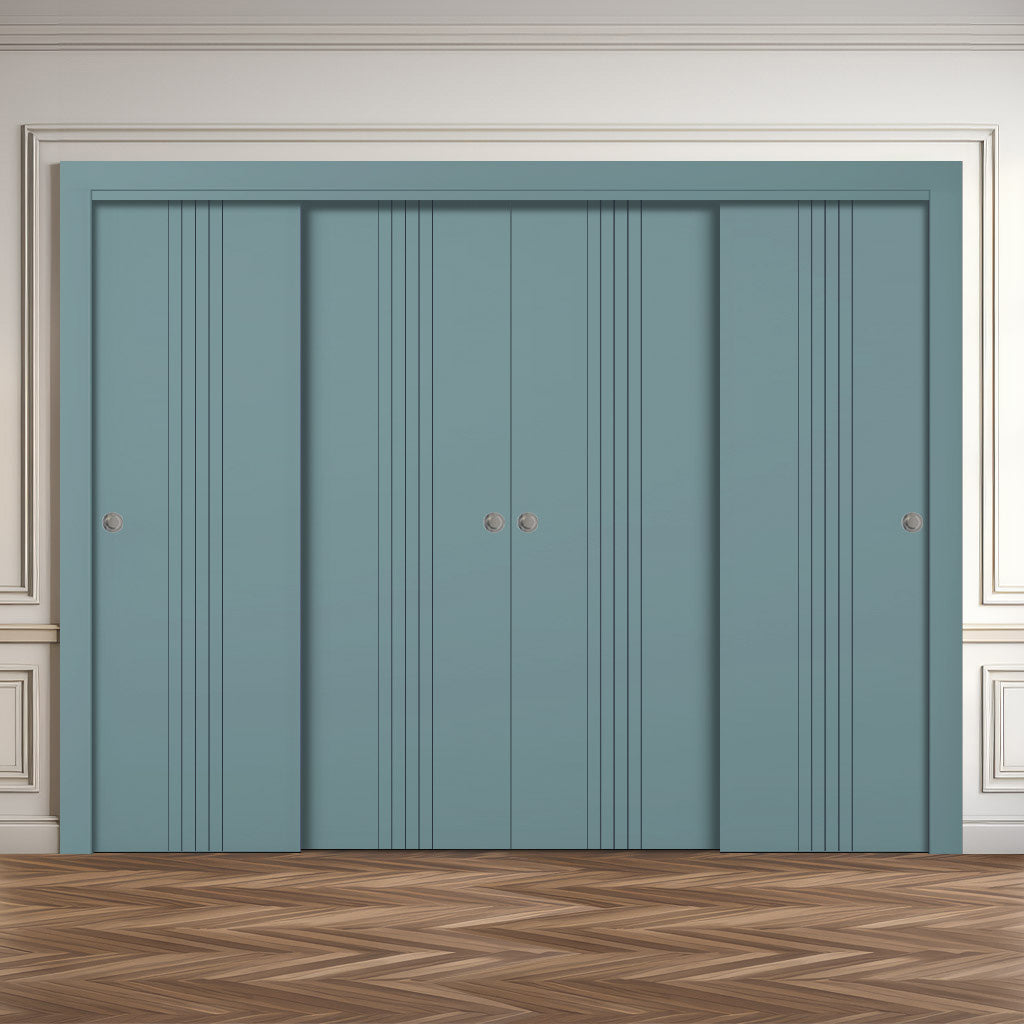 Four Sliding Maximal Wardrobe Doors & Frame Kit - V-Line® Grooved Flus