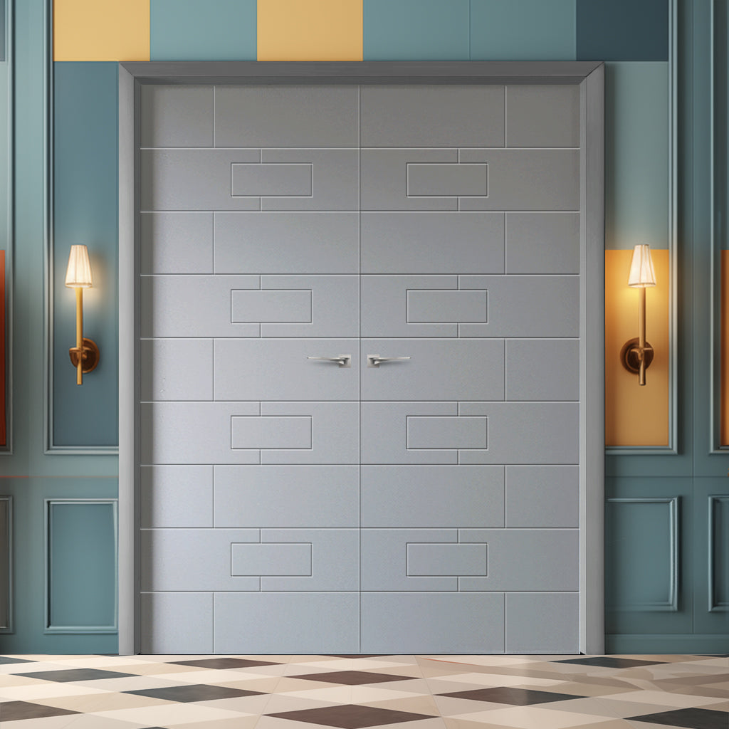 V-Line® Grooved Flush Door Pair V022 - Premium Primed - Six Colour Opt ...