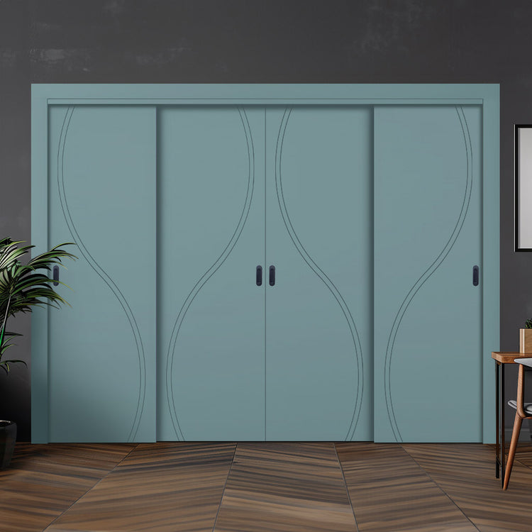 Four Sliding Maximal Wardrobe Doors & Frame Kit - V-Line® Grooved Flus ...