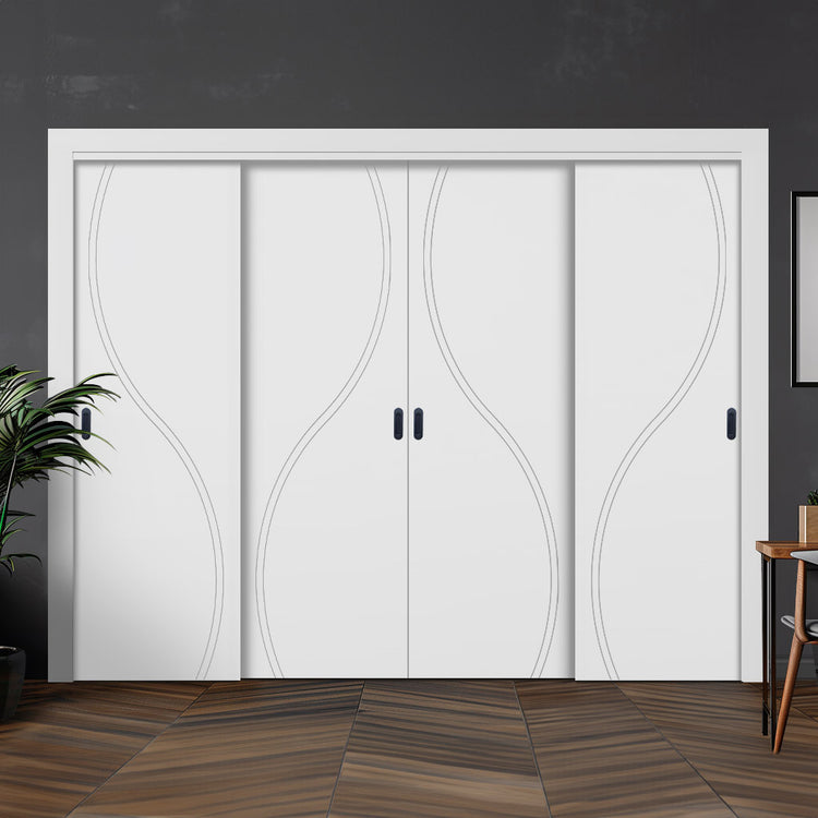 Four Sliding Maximal Wardrobe Doors & Frame Kit - V-Line® Grooved Flus ...