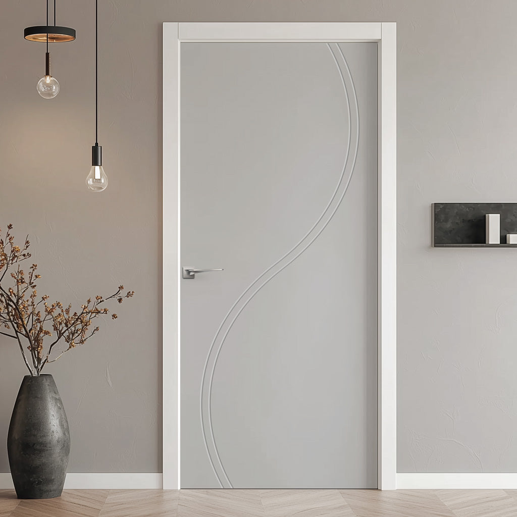V-Line® Grooved Flush Door V027 - Premium Primed - Six Colour Options