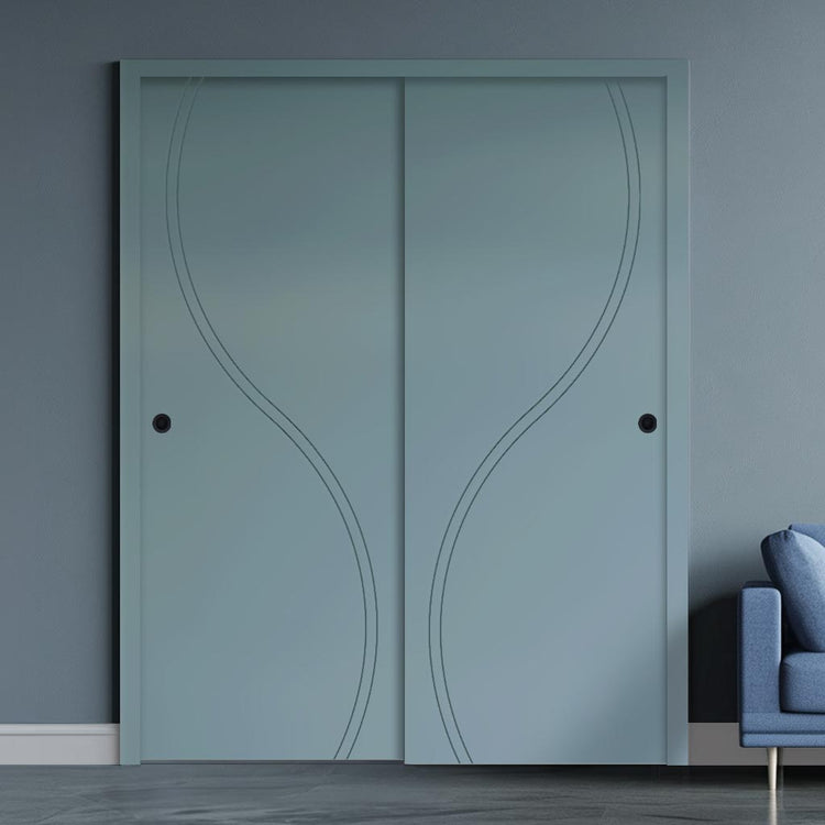 Two Sliding Minimal Wardrobe Doors & Frame Kit - V-Line® Grooved Flush ...