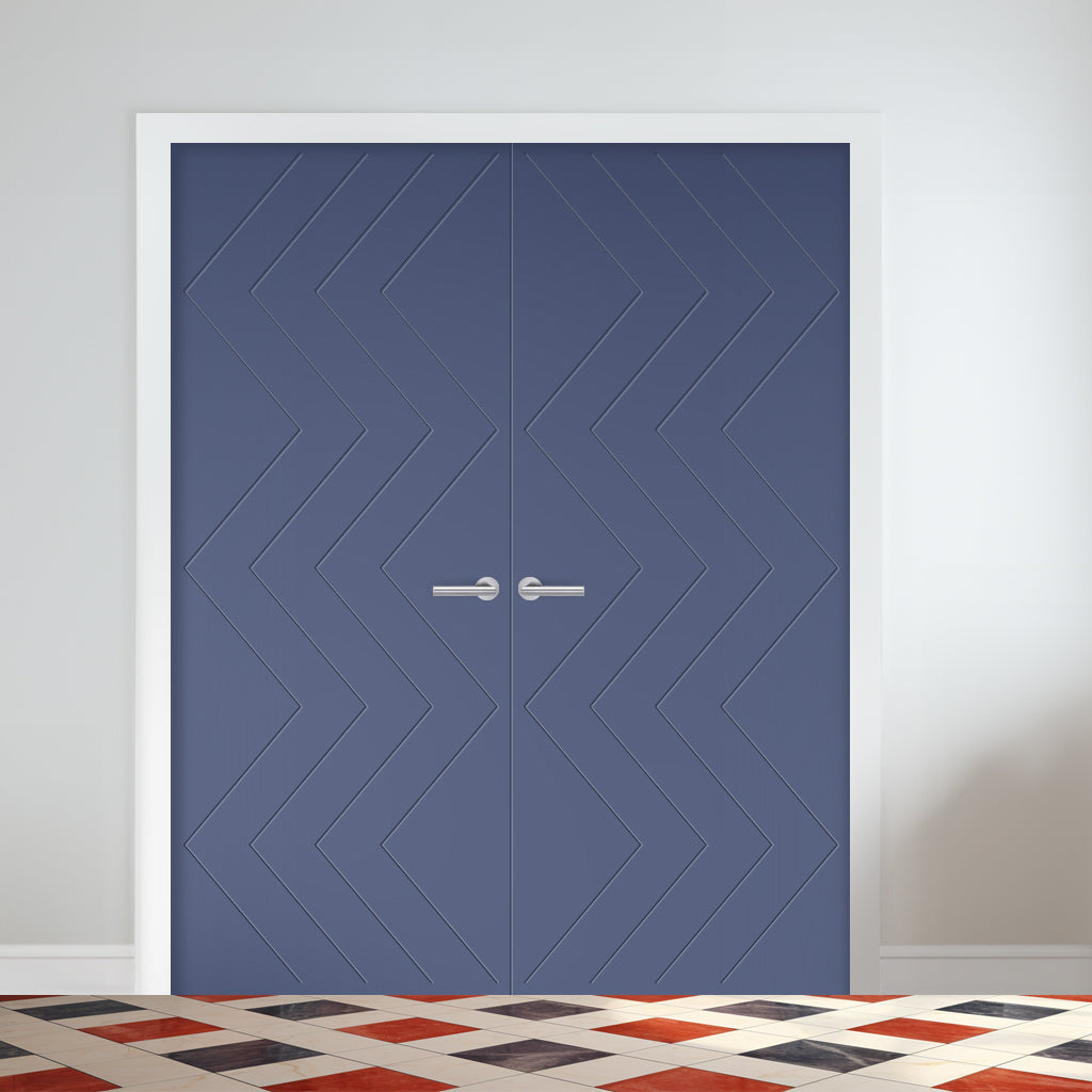 V-Line® Grooved Flush Door Pair V031 - Premium Primed - Six Colour Opt