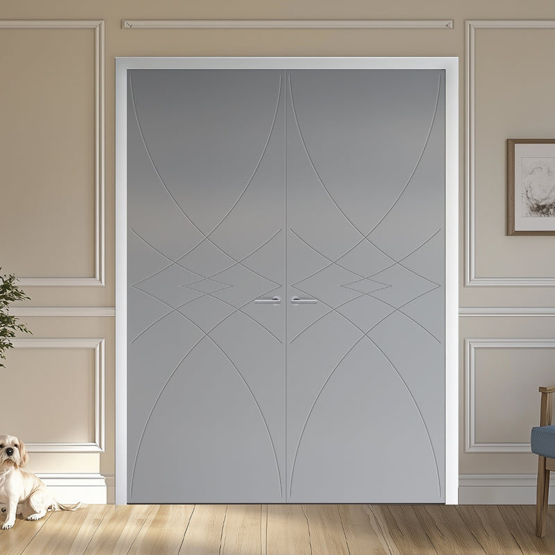 V-Line® Grooved Flush Door Pair V038 - Premium Primed - Six Colour Opt ...