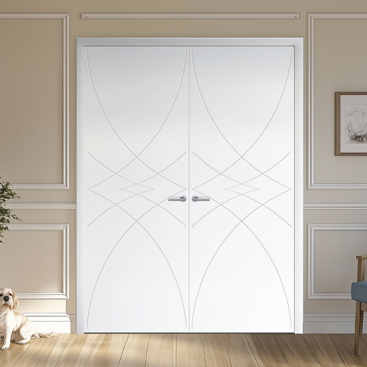 V-Line® Grooved Flush Door Pair V038 - Premium Primed - Six Colour Opt ...