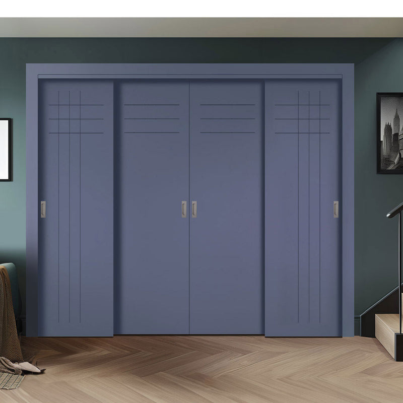 Four Sliding Maximal Wardrobe Doors & Frame Kit - V-Line® Grooved Flus ...