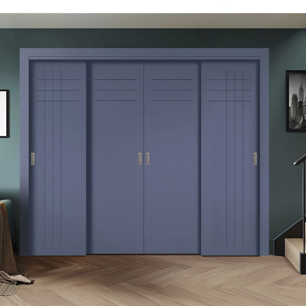 Four Sliding Maximal Wardrobe Doors & Frame Kit - V-Line® Grooved Flus