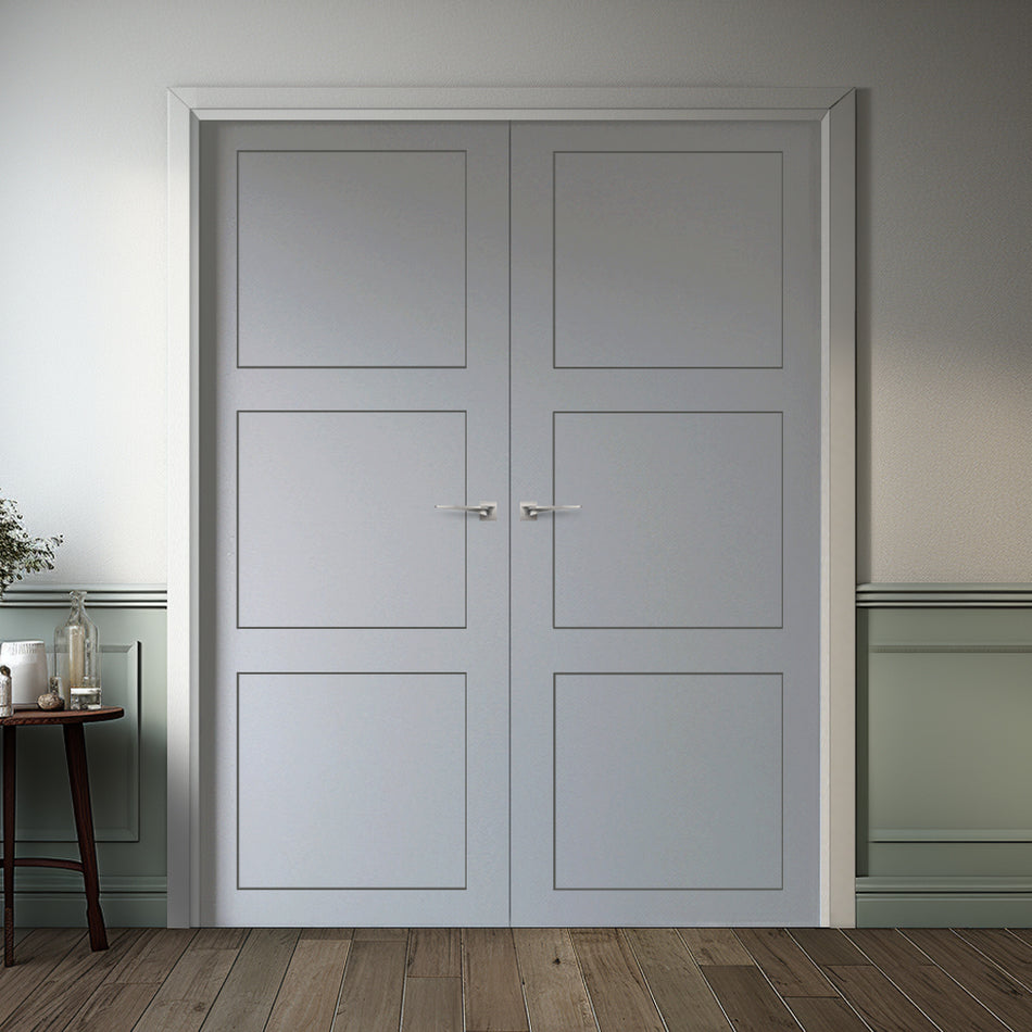 V-Line® Grooved Flush Door Pair V083 - Premium Primed - Six Colour Opt ...
