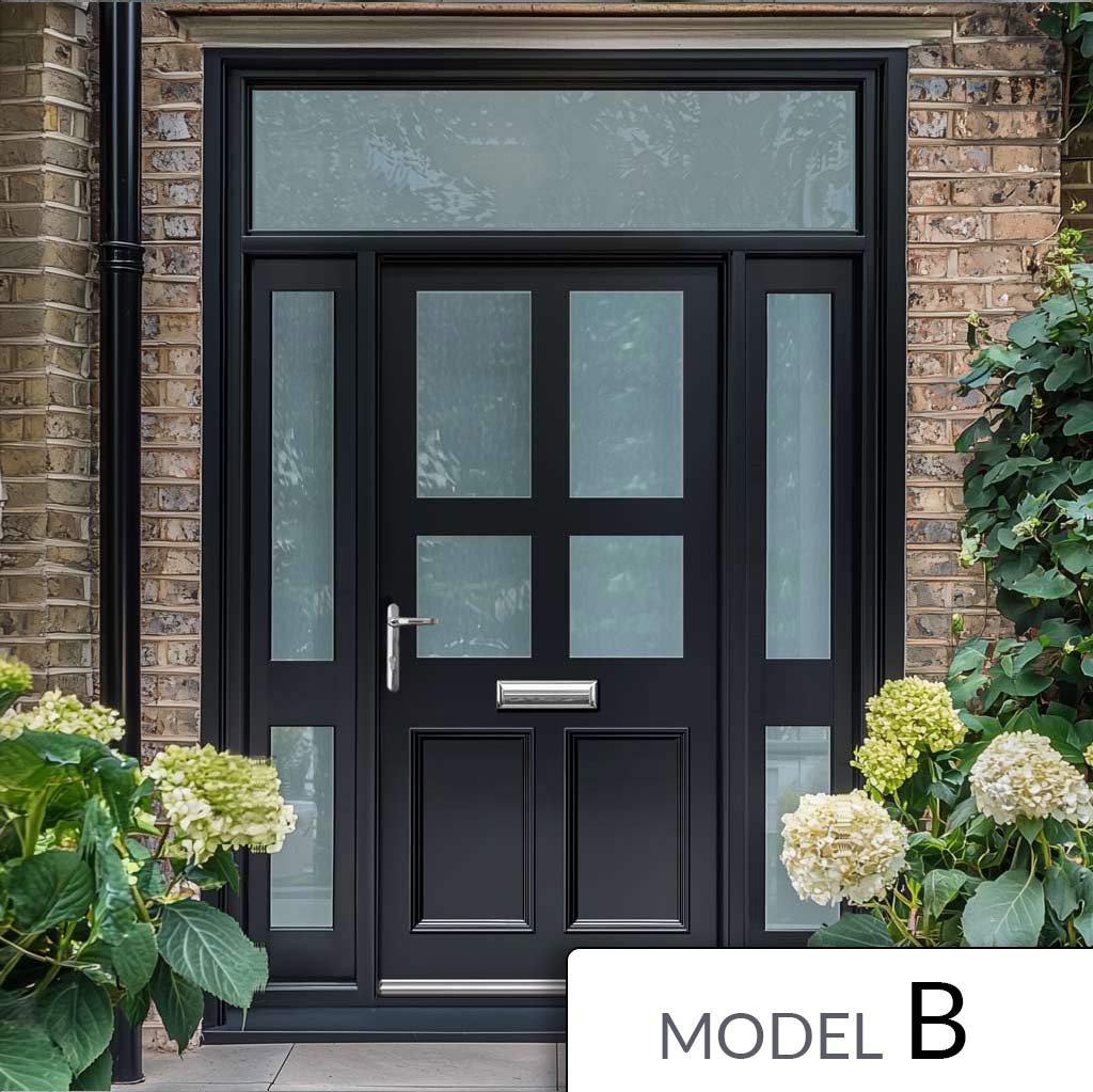 Exterior Victorian Ailsa 4L 2P Front Door with Two Sidelights & Transo