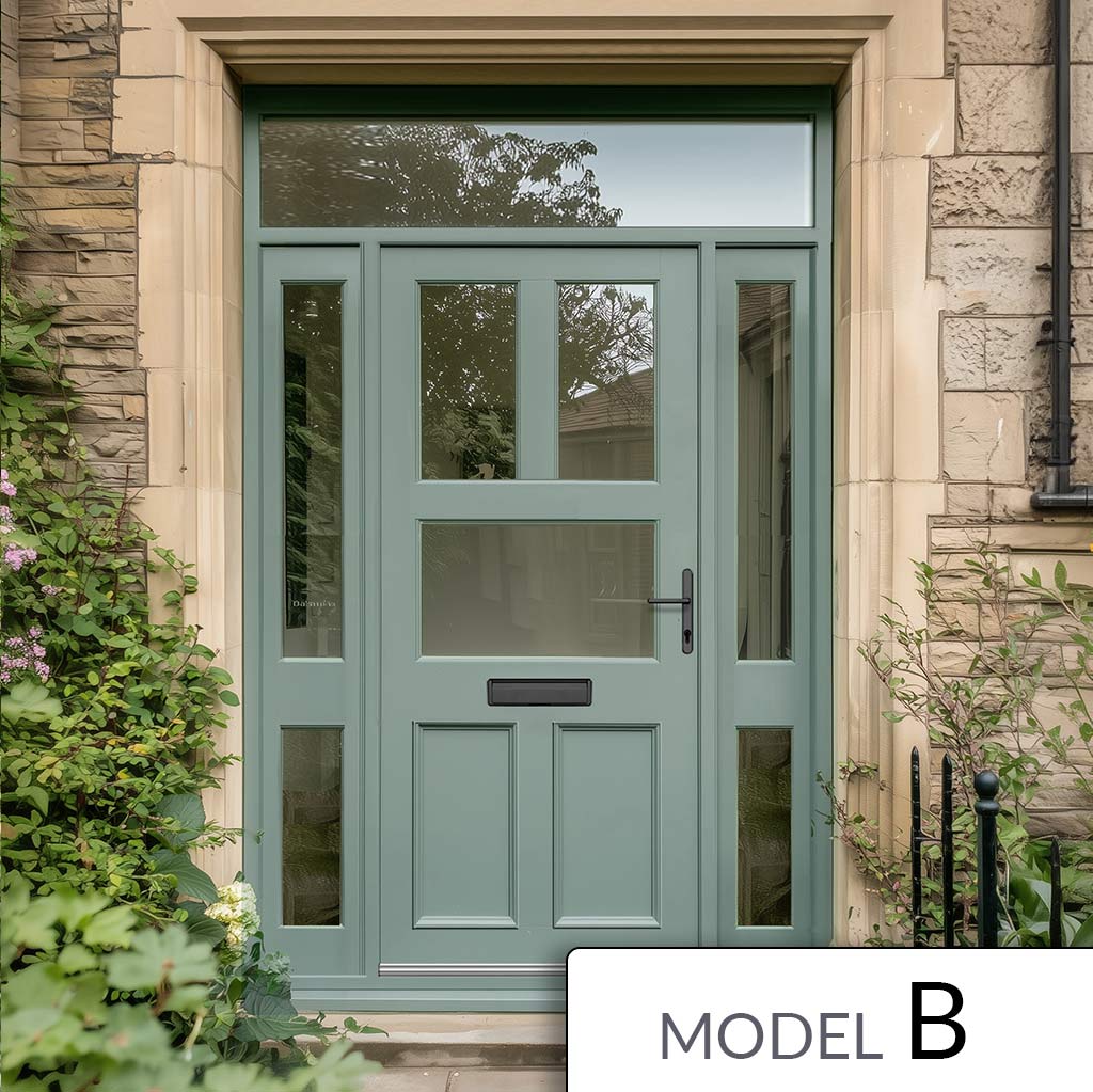 Exterior Victorian Arran 3L 2P Front Door with Two Sidelights & Transo