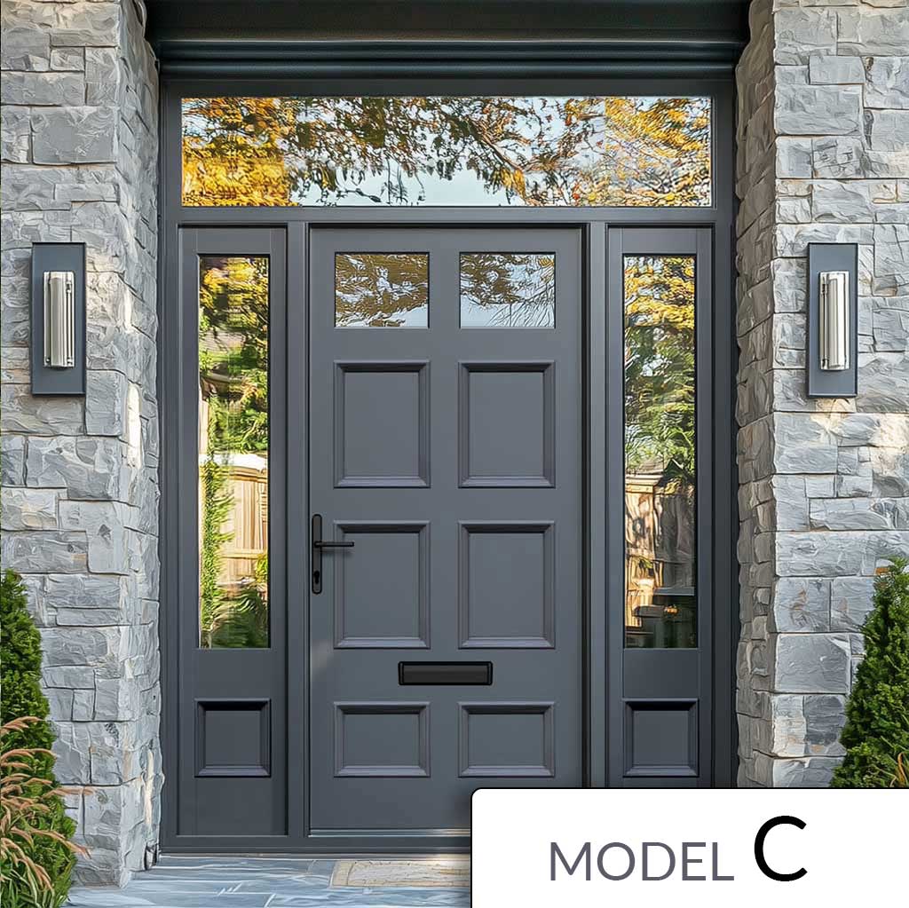 Exterior Victorian Bird 2L 6P Front Door with Two Sidelights & Transom ...