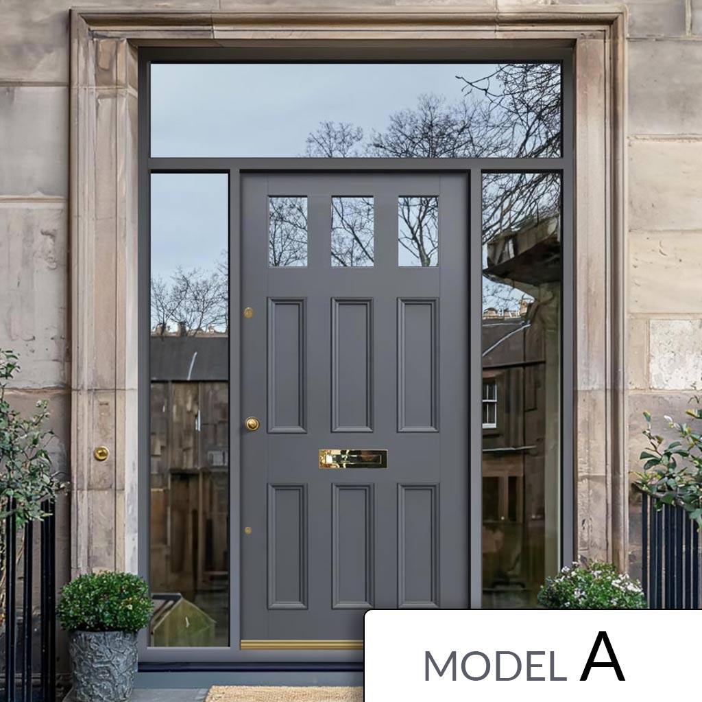 Exterior Victorian Blackwell 3L 6P Front Door with Two Sidelights & Tr